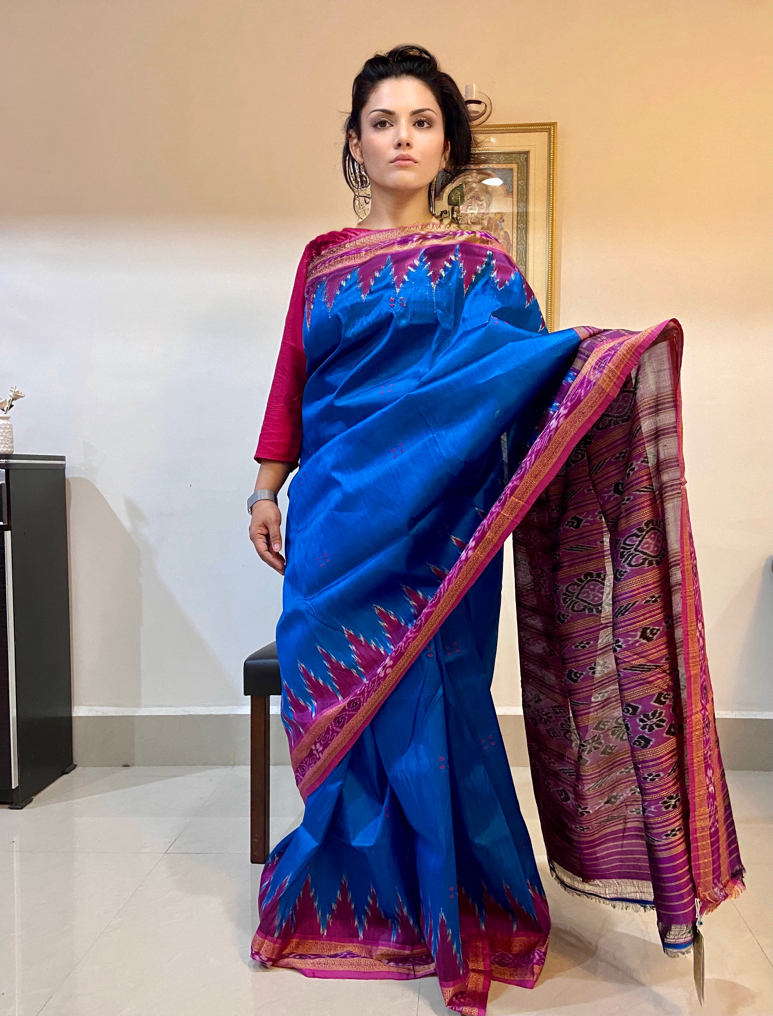NEELAM BUTI MULBERRY SILK SAREE – Fabodisha